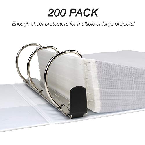 Samsill Sheet Protectors, 8.5x11 Inch Page Protectors for 3 Ring Binder, Heavy Duty, Non-Glare Protector, Letter Size, Top Loading, Acid Free, 200 Pack