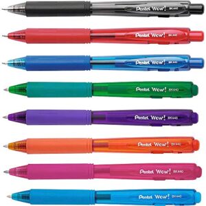 pentel wow! colors retractable ballpoint pens, medium line, assorted ink colors, 8 pack (bk440bp8m)