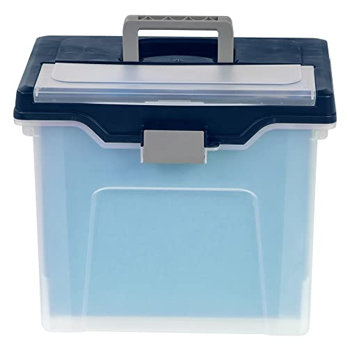 Office Depot Large Mobile File Box, Letter Size, 11 5/8in.H x 13 3/6in.W x 10in.D, Clear/Blue, 110988