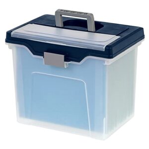 Office Depot Large Mobile File Box, Letter Size, 11 5/8in.H x 13 3/6in.W x 10in.D, Clear/Blue, 110988