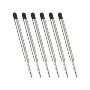 black ink refills (6pcs), replaceable ballpoint pen refills, 1mm medium tip – black