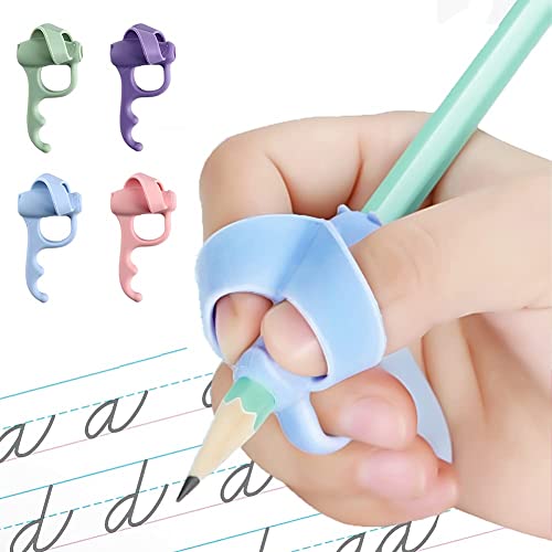 4 Pieces Pencil Grips Trainer for Both Left-Handed and Right-Handed, Kids Handwriting Aid Correction Tool for Preschool Homeschool Kindergarten Classroom