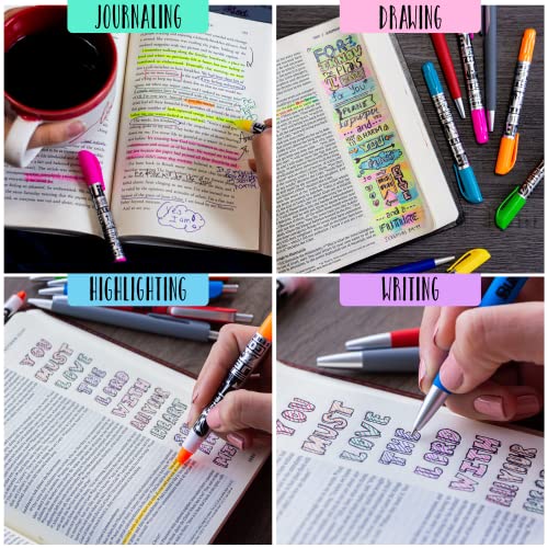 BLIEVE- Bible Highlighters And Pens No Bleed Through, Bible Verse Dry Highlighter and Pens Fine Tip, Bible Journaling Supplies and Bible Study Kit (10 Pack)