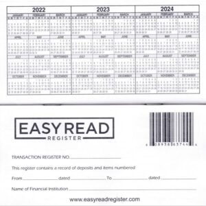 Easy Read Register 12 Check registers for Personal Checkbook - Checkbook Ledger Transaction Registers Log for Personal or Business Bank Checking Account, Saving Account, Deposit, Credit Card,