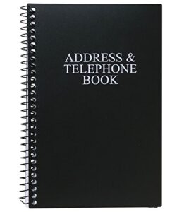 iconikal spiral-bound address and telephone book with plastic cover, black