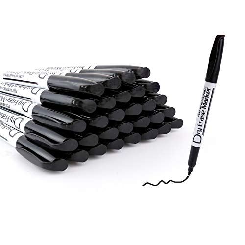 Volcanics Black Dry Erase Markers Low Odor Fine Whiteboard Markers Thin Box of 30