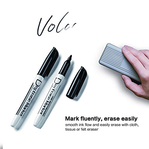 Volcanics Black Dry Erase Markers Low Odor Fine Whiteboard Markers Thin Box of 30