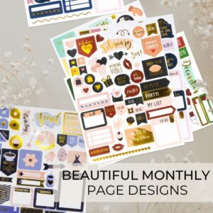 Aesthetic Greenery Planner Stickers for Fun Planning - 1100+ Stunning Gold Foil Monthly Designs - The Perfect Sticker Accessories to Enhance Your Daily Calendar and Planner Journaling