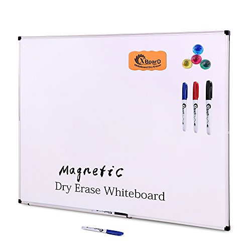 XBoard Magnetic Dry Erase Board/Whiteboard, 36 X 24 Inches, Double Sided White Board,1 Dry Eraser & 3 Dry Erase Markers & 4 Push Pin Magnets