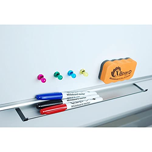 XBoard Magnetic Dry Erase Board/Whiteboard, 36 X 24 Inches, Double Sided White Board,1 Dry Eraser & 3 Dry Erase Markers & 4 Push Pin Magnets