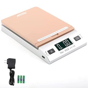 acteck a-ck65gs 65lbx0.1oz digital shipping postal scale with batteries and ac adapter, gold silver