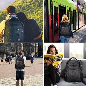 KROSER TSA Friendly Travel Laptop Backpack 17.3 inch XL Computer Backpack Water-Repellent College Daypack Business Backpack with RFID Pockets & USB Port for Men/Women-Black