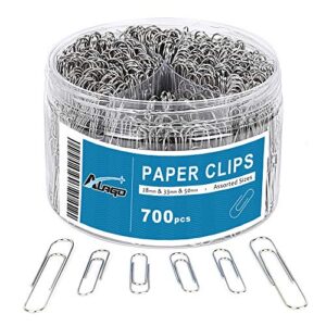 700 paper clips,medium and jumbo size,paperclips for office school and personal use(28 mm,33mm,50 mm) (silver)