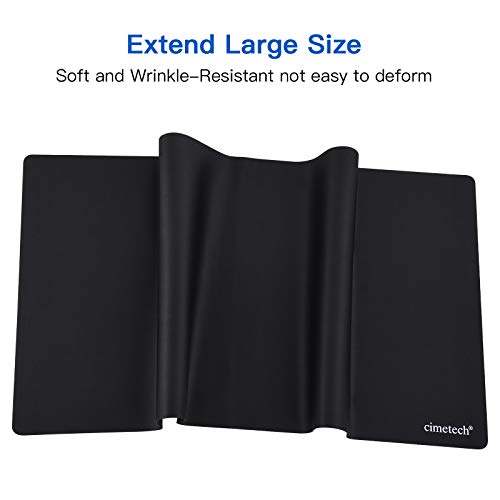 cimetech Gaming Mouse Pad XXL Comfortable Superfine Fiber Desktop Extended Large Mouse Pad Waterproof Keyboard Mat with Non-Slip Base, Smooth Surface for Computer and Desk (25.3✖12.4✖0.04inches)-Black