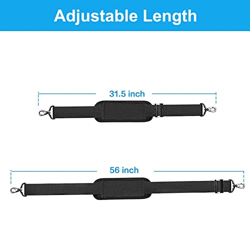 MOSISO 56 inch Shoulder Strap, Adjustable Thick Soft Universal Replacement Non-Slip Fit Padded with Metal Swivel Hooks for Laptop Shoulder Bag/Laptop Messenger Bag/Crossbody Bag, Black