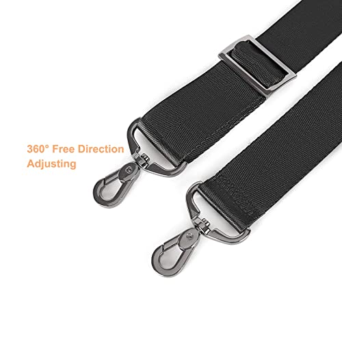 MOSISO 56 inch Shoulder Strap, Adjustable Thick Soft Universal Replacement Non-Slip Fit Padded with Metal Swivel Hooks for Laptop Shoulder Bag/Laptop Messenger Bag/Crossbody Bag, Black