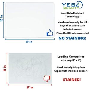 Magnetic Dry Erase Whiteboard Sheet for Fridge 19x13 in - with Stain Resistant Technology - Includes 3 Fine Tip Markers & Big Eraser with Magnets - Refrigerator White Board Planner & Organizer