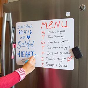 Magnetic Dry Erase Whiteboard Sheet for Fridge 19x13 in - with Stain Resistant Technology - Includes 3 Fine Tip Markers & Big Eraser with Magnets - Refrigerator White Board Planner & Organizer