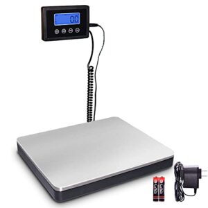 fuzion shipping scale 360lb with high accuracy, stainless steel heavy duty postal scale with timer/hold/tare, digital postage scale for packages/luggage/post office/home, battery & dc adapter included