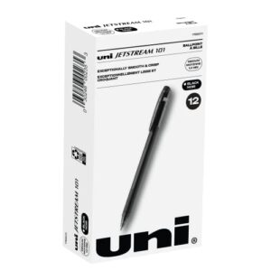 uni-ball jetstream 101 ballpoint pens medium point, 1.0mm, black, 12 pack