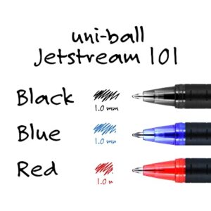 uni-ball Jetstream 101 Ballpoint Pens Medium Point, 1.0mm, Black, 12 Pack