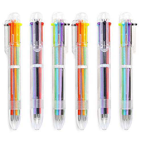 Hutou 24 Pack 0.5mm 6-in-1 Multicolor Ballpoint Pen 6 Colors Retractable Ballpoint Pens (24 Pack)