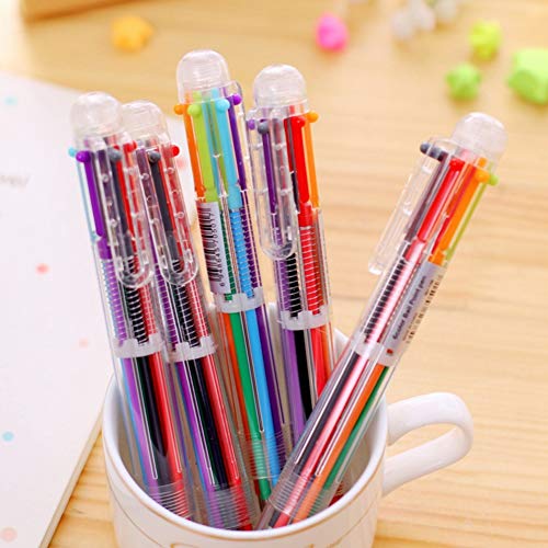 Hutou 24 Pack 0.5mm 6-in-1 Multicolor Ballpoint Pen 6 Colors Retractable Ballpoint Pens (24 Pack)