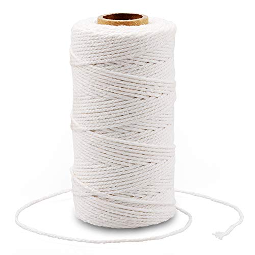 Cotton Bakers Twine,328 Feet 2MM Natural White Cotton String for Crafts,Gift Wrapping Twine,Arts & Crafts, Home Decor, Gift Packaging(White)