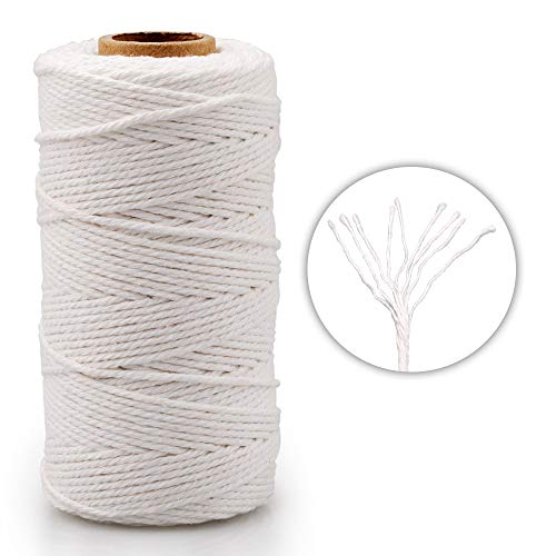 Cotton Bakers Twine,328 Feet 2MM Natural White Cotton String for Crafts,Gift Wrapping Twine,Arts & Crafts, Home Decor, Gift Packaging(White)