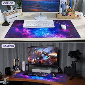 Canjoy Gaming Mouse Pad, Extended Mouse Pad, 31.5x15.7inch XXL Large Big Computer Keyboard Mouse Mat Desk Pad with Non-Slip Base and Stitched Edge for Home Office Gaming Work, Galaxy Print