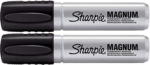 Sharpie 44001 Oversized Chisel Tip Extra Wide Magnum Permanent Marker (2 Pack), Black, Sturdy Extra-wide Felt Chisel Tip, Quick-drying Ink is Fade-and Water-Resistant