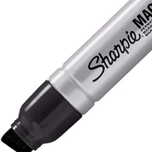 Sharpie 44001 Oversized Chisel Tip Extra Wide Magnum Permanent Marker (2 Pack), Black, Sturdy Extra-wide Felt Chisel Tip, Quick-drying Ink is Fade-and Water-Resistant