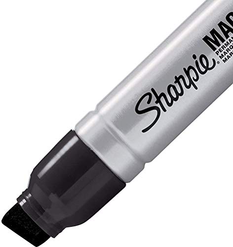 Sharpie 44001 Oversized Chisel Tip Extra Wide Magnum Permanent Marker (2 Pack), Black, Sturdy Extra-wide Felt Chisel Tip, Quick-drying Ink is Fade-and Water-Resistant