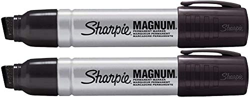 Sharpie 44001 Oversized Chisel Tip Extra Wide Magnum Permanent Marker (2 Pack), Black, Sturdy Extra-wide Felt Chisel Tip, Quick-drying Ink is Fade-and Water-Resistant