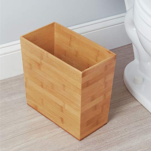 iDesign Rectangular Bamboo Waste Basket, The Formbu Collection – 10.5" x 5.75" x 10”, Natural Wood Finish