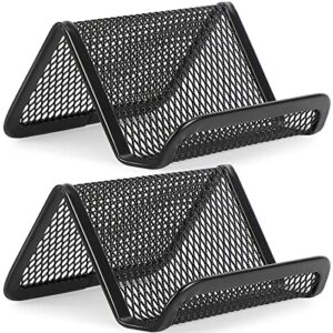 maxgear business card holder for desk metal business card holders mesh business card holder display desk business card stand business card desk holder with 50 business cards capacity black, 2 pack