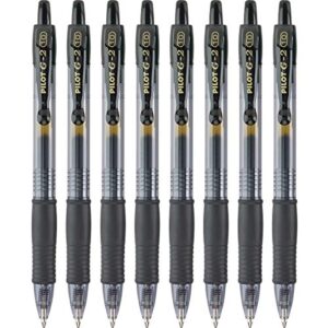 pilot pen 15316 g2 premium refillable & retractable rolling ball gel pens, bold point, black, 8-pack