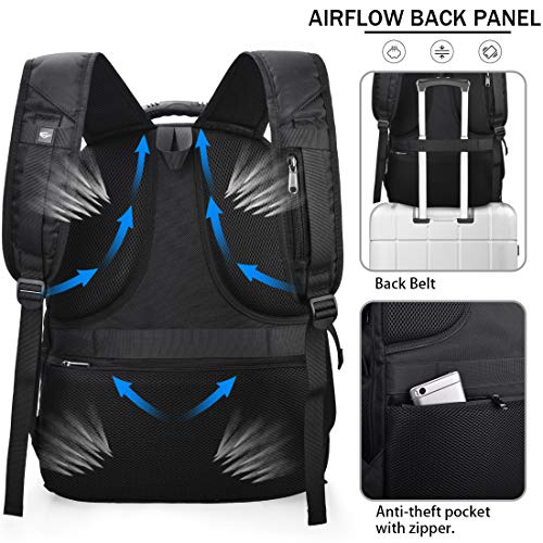 NUBILY Laptop Backpack 17 Inch Waterproof Extra Large TSA Travel Backpack Anti Theft College Business Mens Backpacks with USB Charging Port 17.3 Gaming Computer Backpack for Women Men Black 45L