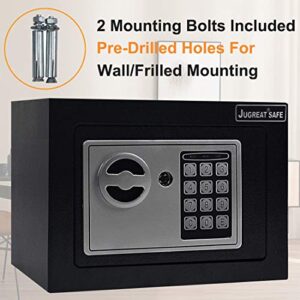 JUGREAT Safe Box with Induction Light,Electronic Digital Security Safe Steel Construction Hidden with Lock，Wall or Cabinet Anchoring Design for Home Office Hotel Business 0.23 Cubic Feet Black