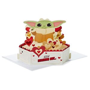 hallmark paper wonder star wars baby yoda pop up love card, anniversary card (reaching out)