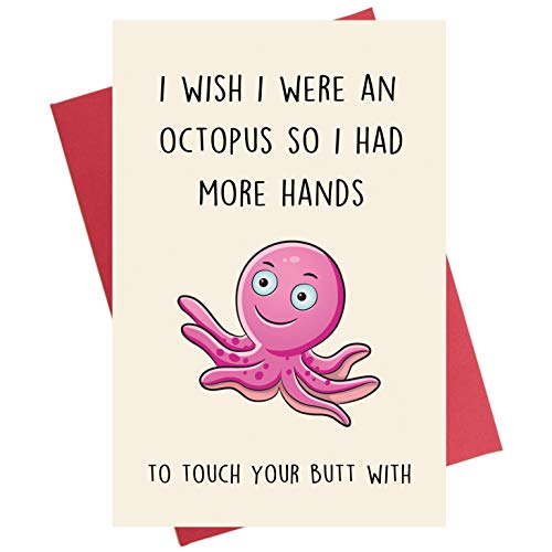 Kirynurd Funny Anniversary Card for Husband Boyfriend, Birthday Card for Him Her Girlfriend Wife, I Wish I Were an Octopus…