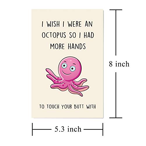 Kirynurd Funny Anniversary Card for Husband Boyfriend, Birthday Card for Him Her Girlfriend Wife, I Wish I Were an Octopus…