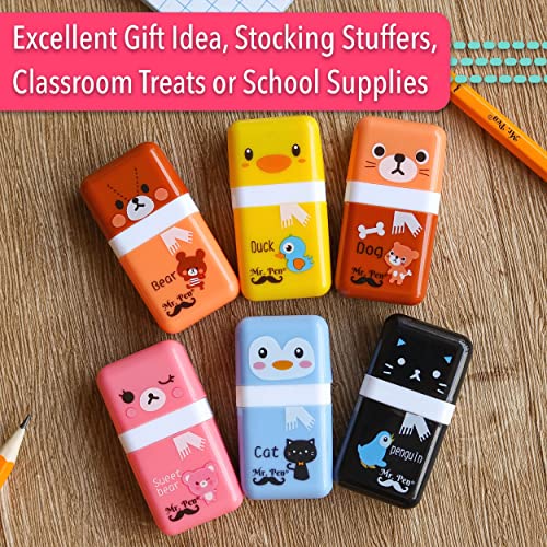 Mr. Pen- Erasers for Kids, 6 Pack, Eraser with Cover and Roller, School Supplies, Erasers, Kids Erasers, Pencil Eraser, Cute Erasers, Kids School Supplies