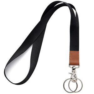 lanyards for keys, black keychain long lanyard for women men, cute neck lanyard for id badges wallet