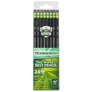 dixon ticonderoga wood-cased #2 pencils, box of 24, black (13926)