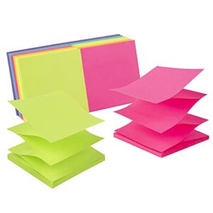 pop-up sticky notes,3×3 in,12 pads,bright colors super sticking power memo pads, 6 colors, strong adhesive