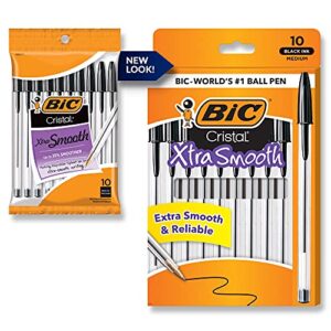 bic cristal xtra smooth ballpoint pen, medium point (1.0mm), black, great for everyday writing activities, 10-count