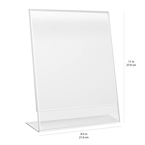 Amazon Basics Acrylic Slant Back Sign Holder, 8.5 x11 Inches, 2-Pack