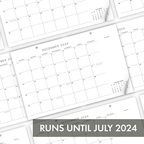 Simplified 2023 Desk Calendar - Runs Until July 2024 - 17"x11" Minimalistic Office Desktop/Wall Calendar for Easy Organizing