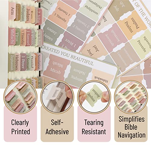 Mr. Pen- Bible Tabs, 75 Tabs, Boho Theme, Laminated Bible Tabs for Women and Men, Bible Tabs for Study Bible, Bible Index Tabs, Bible Book Tabs, Bible Labels Tabs, Mr Pen Bible Tabs